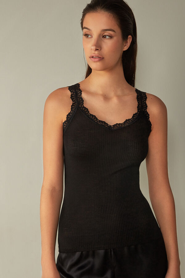 Wool and Silk Top with Lace | Intimissimi