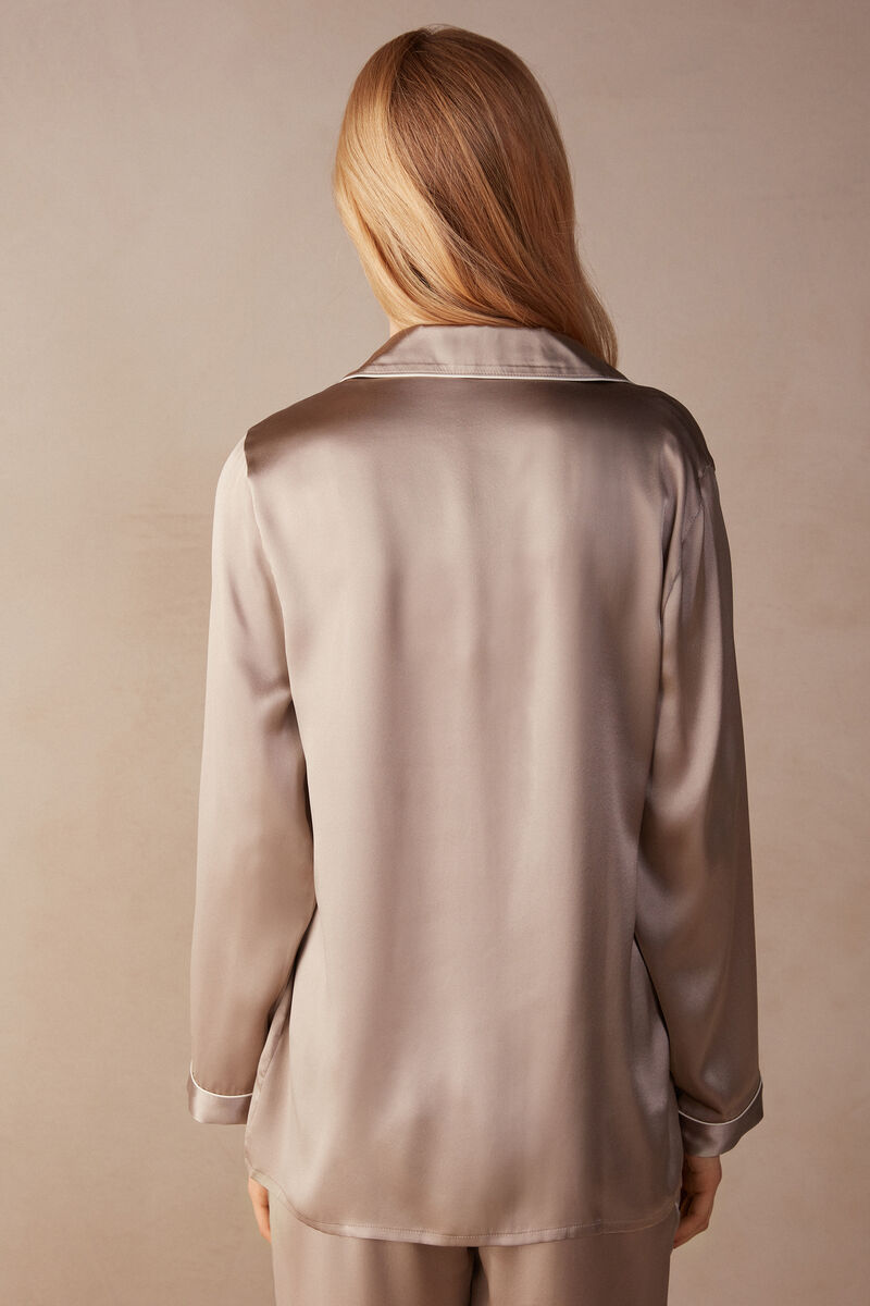 Mannish-Cut Jacket in Silk Satin | Intimissimi