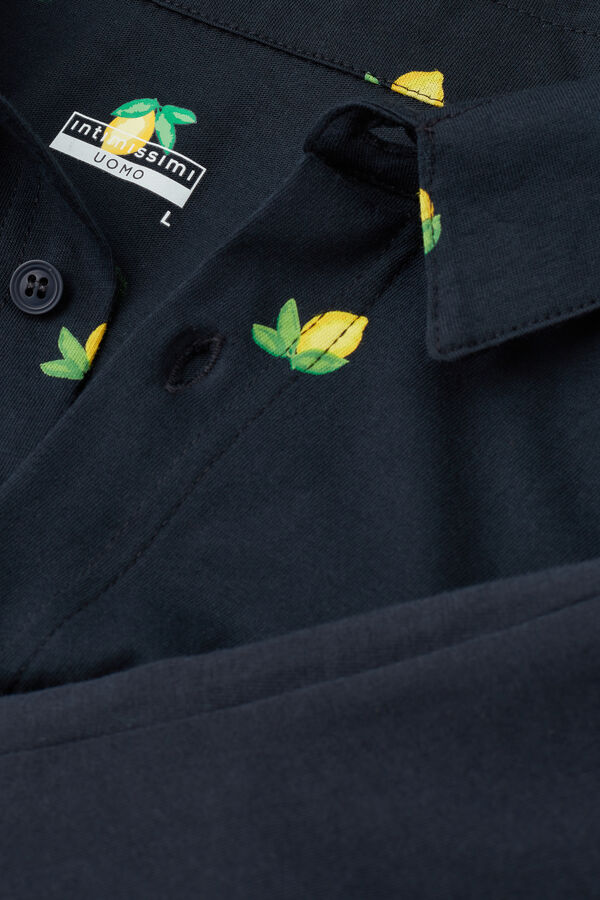 Short Cotton Button-Up Pyjamas with Lemon Print | Intimissimi