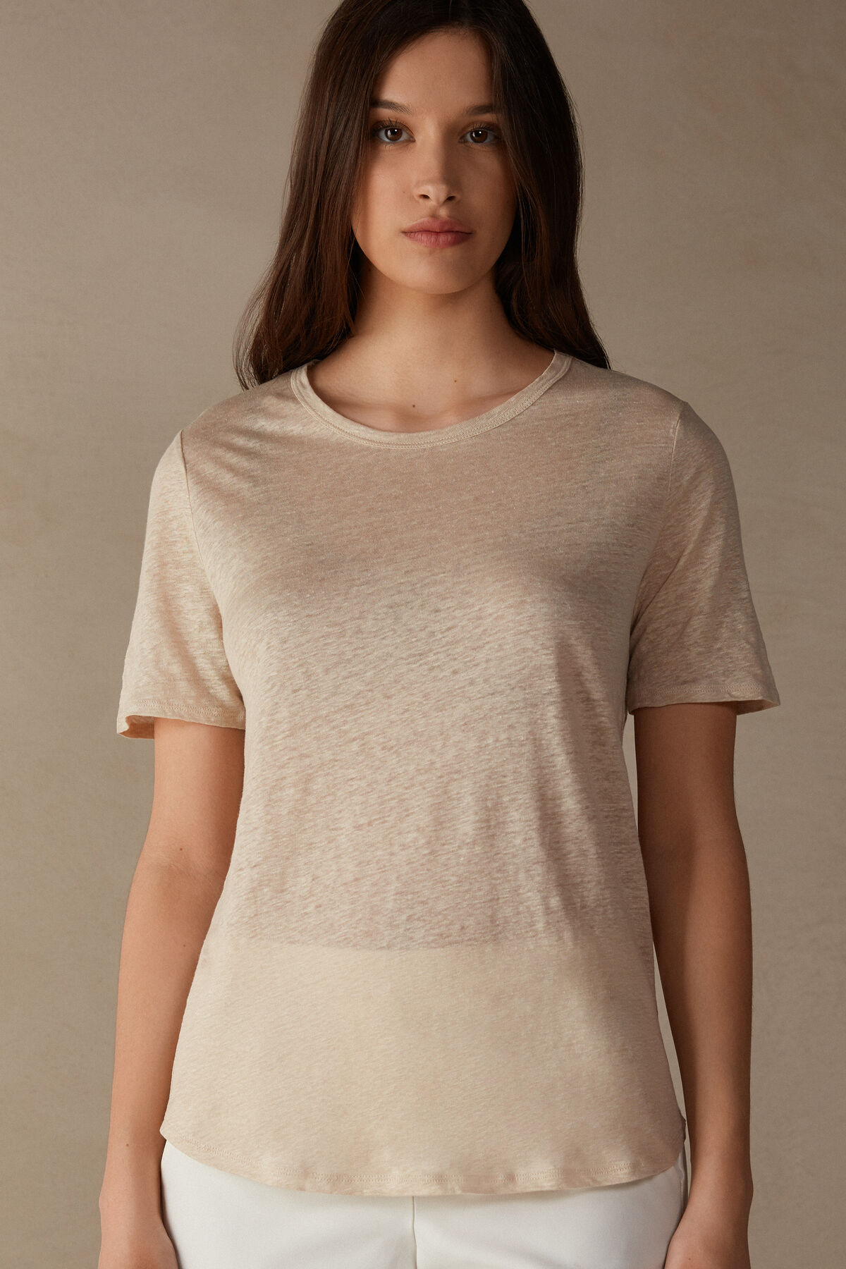 Short Sleeve Linen Top | Intimissimi