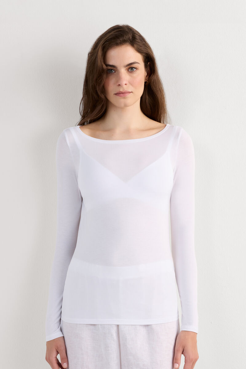 Long Sleeve Bateau Neck Top in Micromodal | Intimissimi