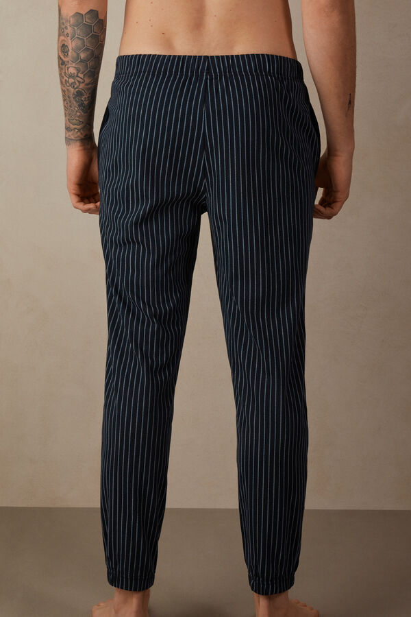Lange Broek met Blauwe Streepjespatroon in Katoen | Intimissimi