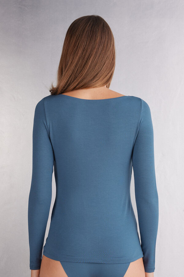 Long-Sleeved Boat-Neck Micromodal Top | Intimissimi