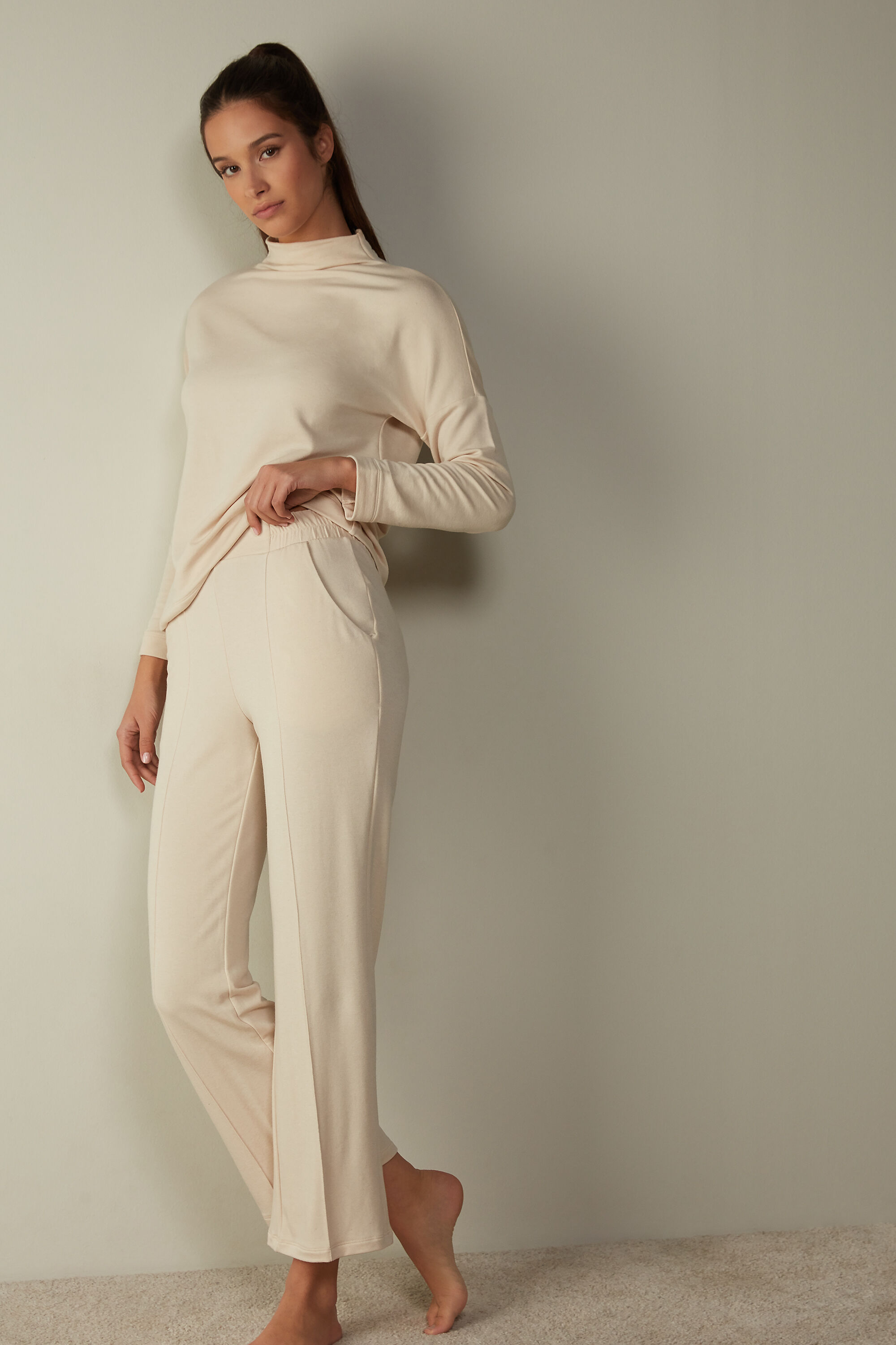 Palazzo Pants in Plush Modal with Cashmere | Intimissimi