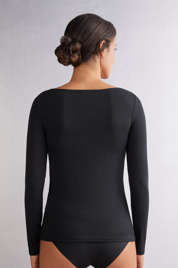 Long-Sleeved Boat-Neck Micromodal Top | Intimissimi