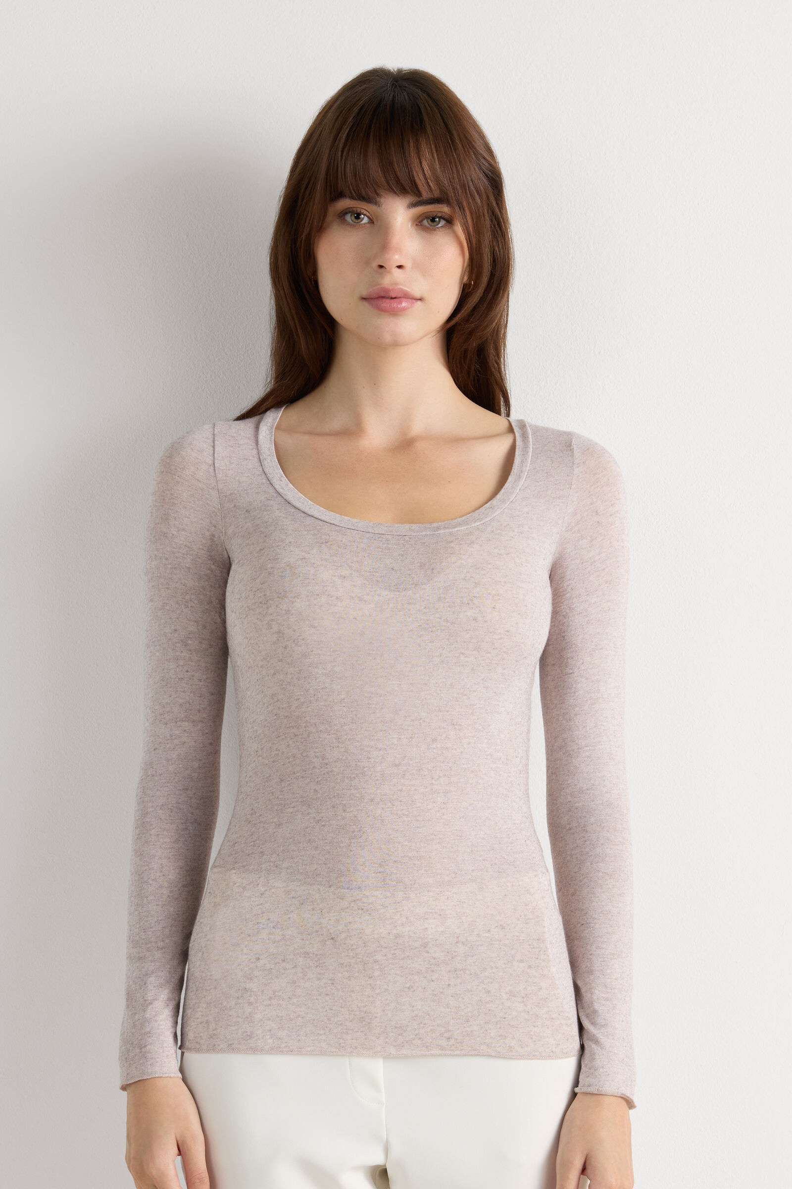 Langärmeliges Rundhalsshirt aus Modal Ultralight mit Cashmere und ...