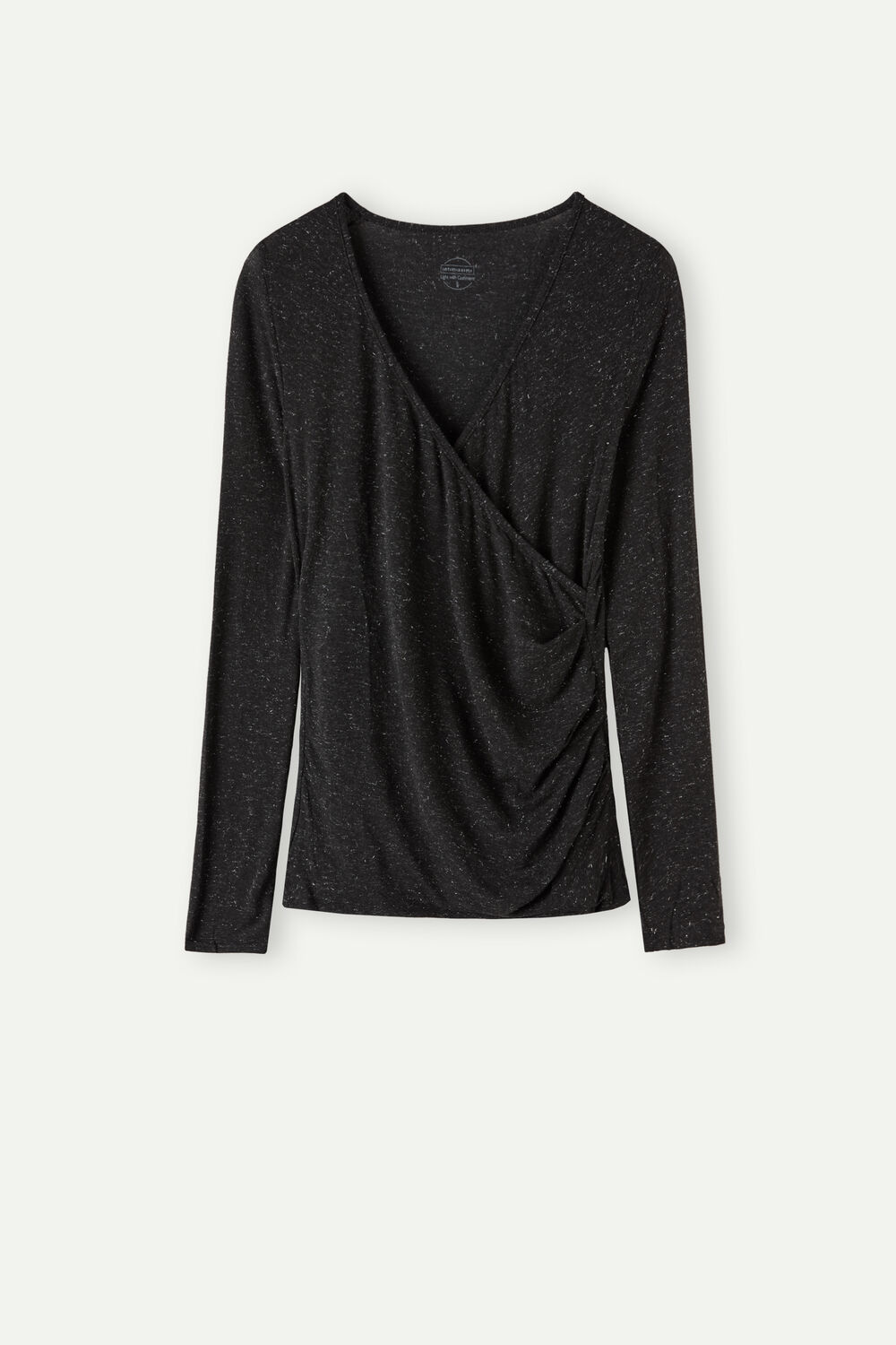 Maglia Manica Lunga Incrociata con Arriccio in Modal Light con Cashmere ...