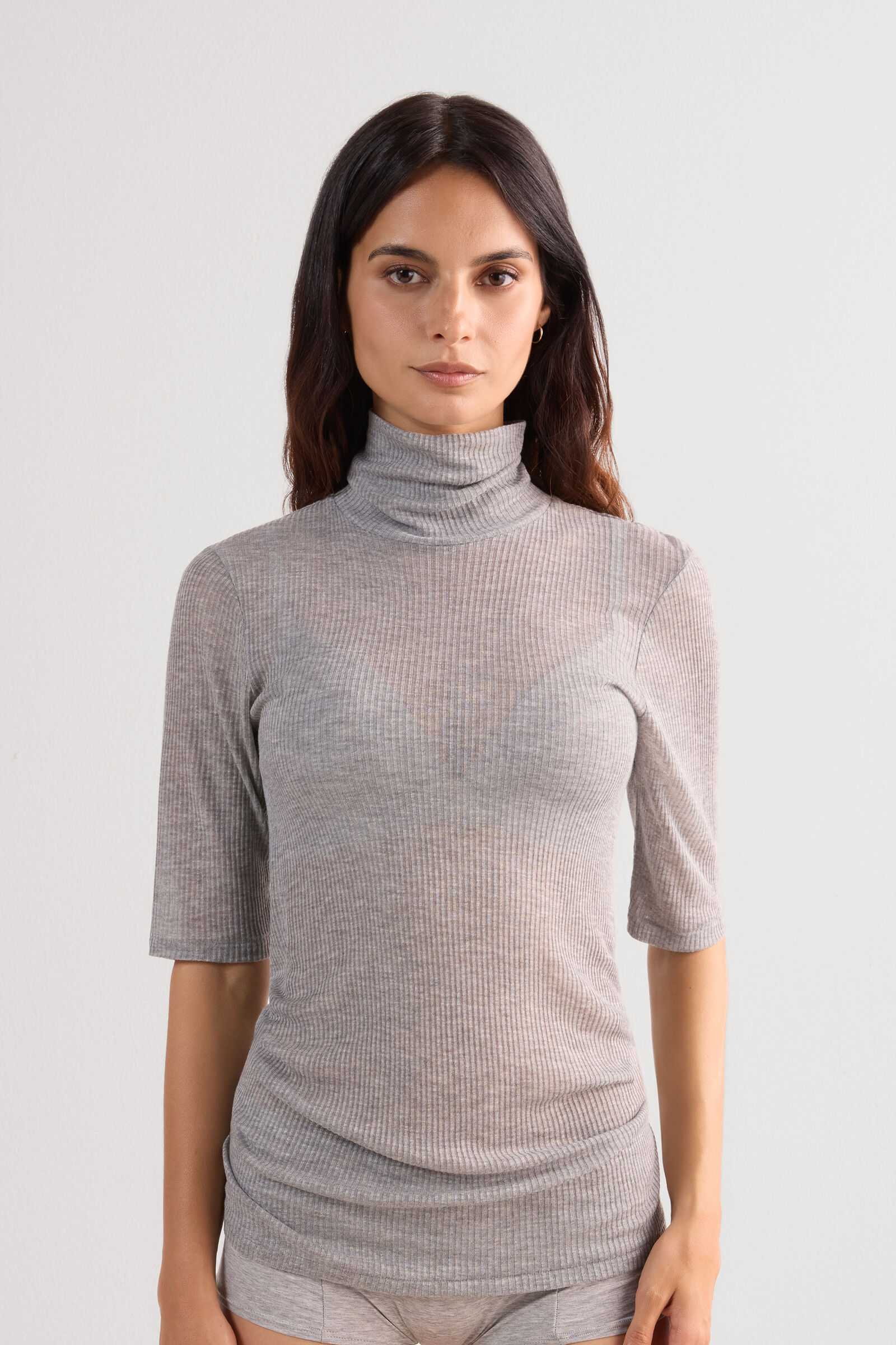High Collar Top in Ultranatural with Cashmere | Intimissimi