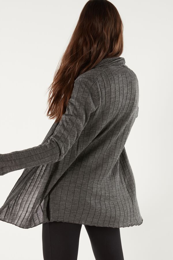 Wool and Silk Ribbed Cardigan | Intimissimi