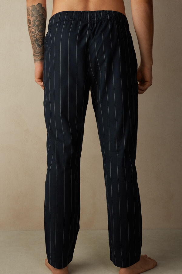 Long Blue Pinstripe Canvas Pants | Intimissimi