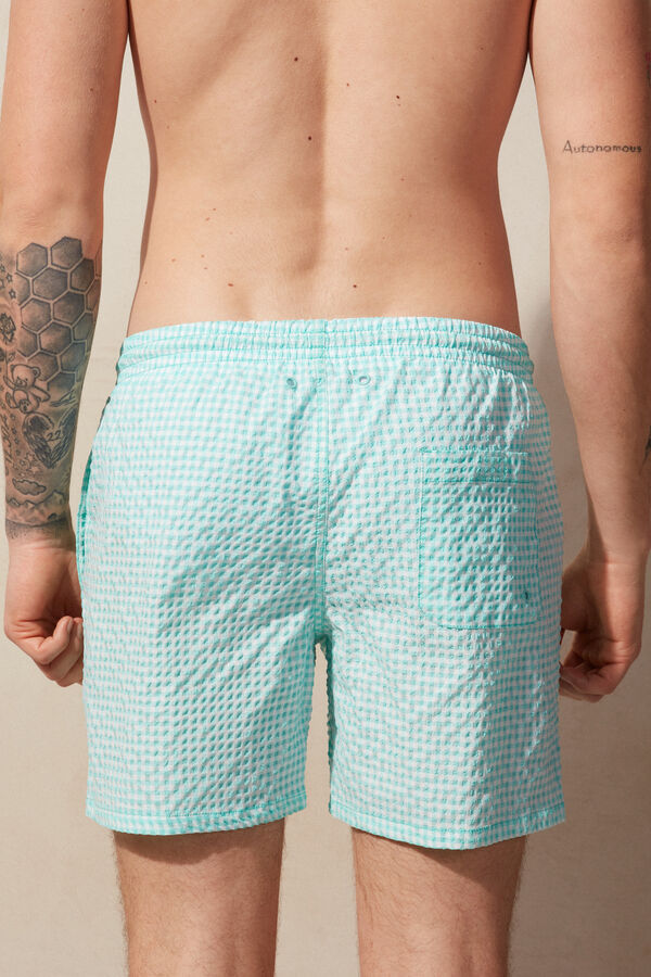 Gingham Print Seersucker Swim Trunks Intimissimi