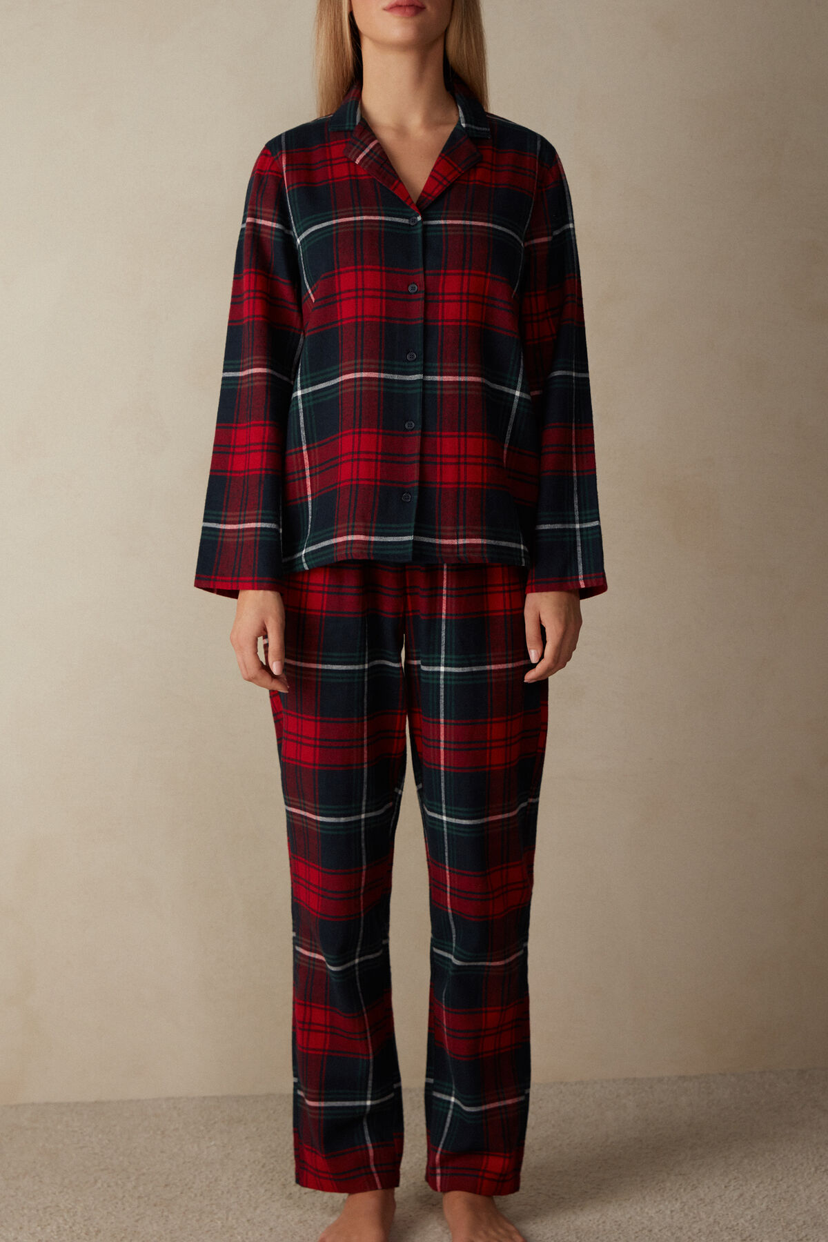 Tartan Love Brushed Plain-Weave Pyjamas | Intimissimi