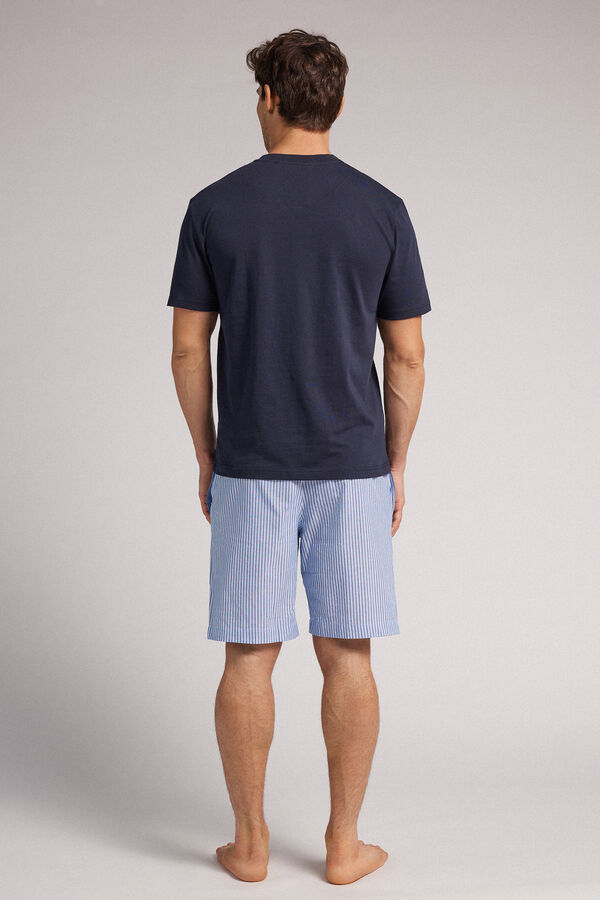 Short Pyjamas with Light Blue Striped Bottoms | Intimissimi