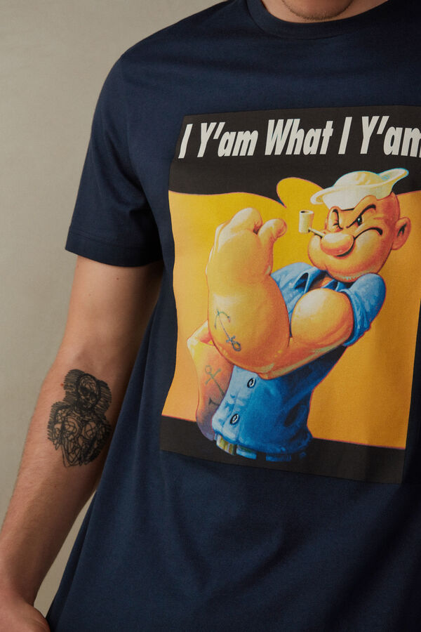 T-Shirt with Popeye "I Y'am What I Y'am" Print | Intimissimi