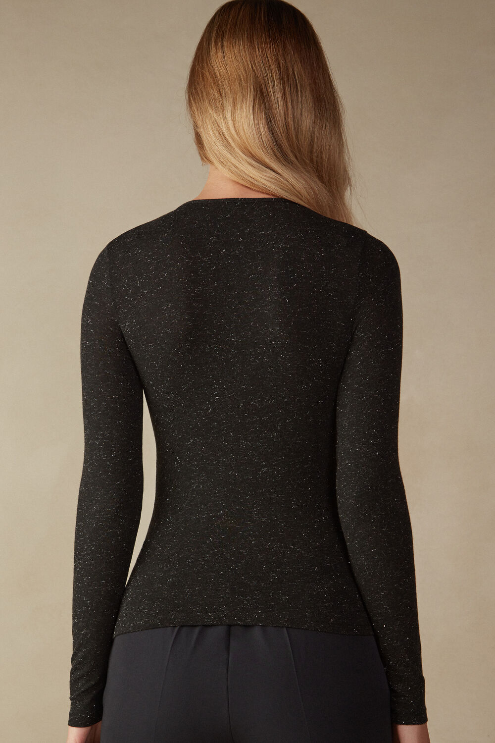 Maglia Manica Lunga Incrociata con Arriccio in Modal Light con Cashmere ...