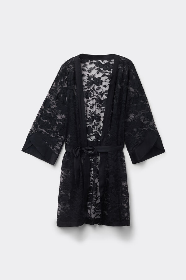 Kimono Aus Spitze Und Satin The Art Of Romance Morgenmäntel Kimonos