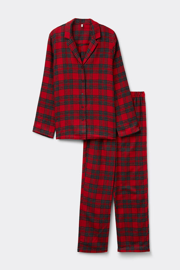 Full-Length Couple Tartan Brushed Plain-Weave Pyjamas | Intimissimi