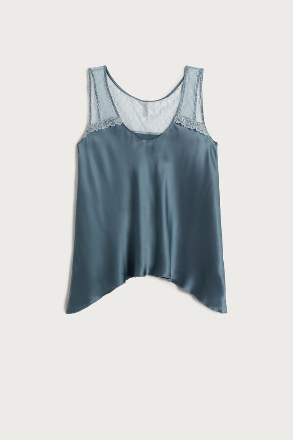 Silk Satin Camisole with Strip Inserts