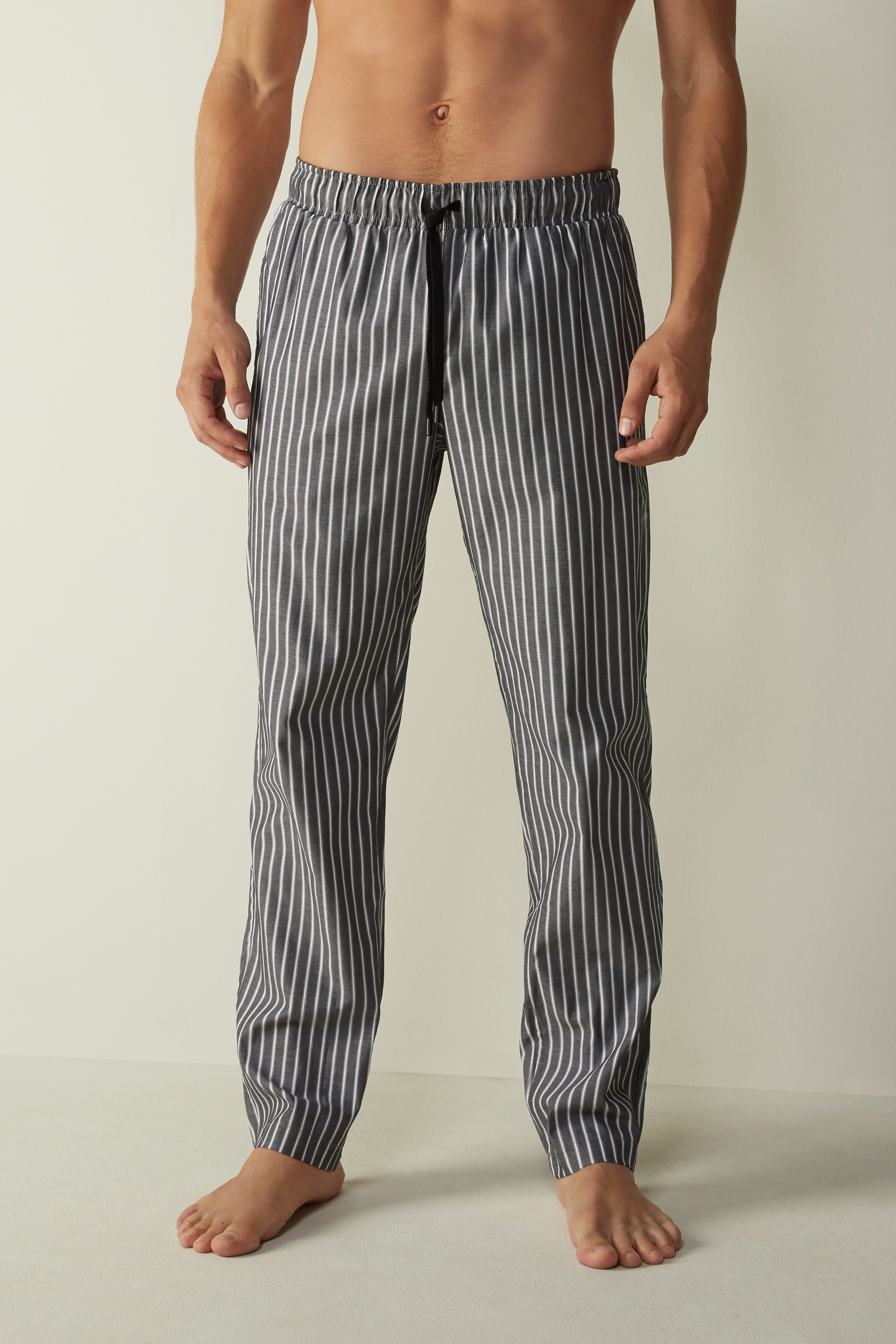 Gray Striped Pants in Cotton Cloth | Intimissimi