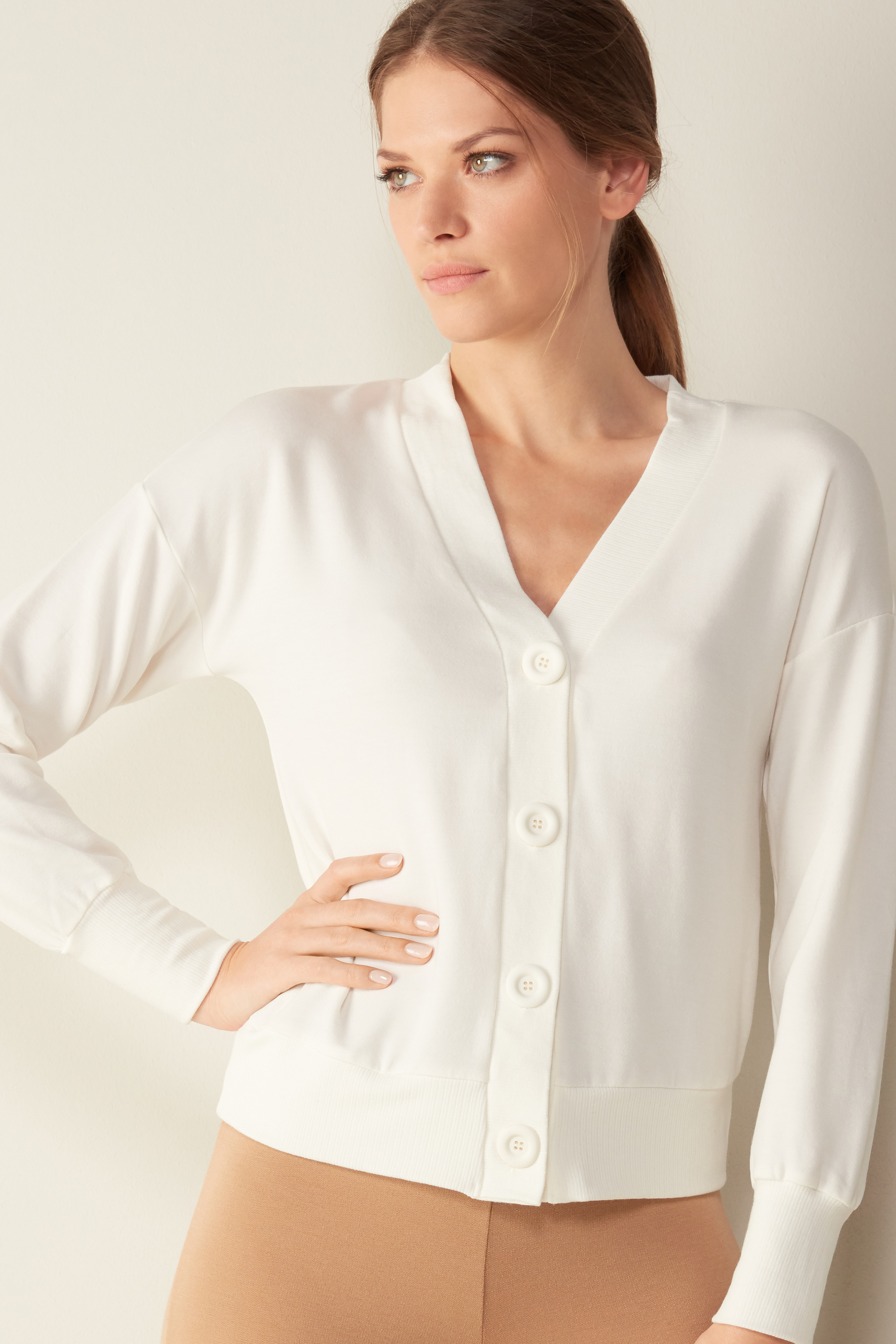 Modal and Cashmere Fleece Cardigan | Intimissimi