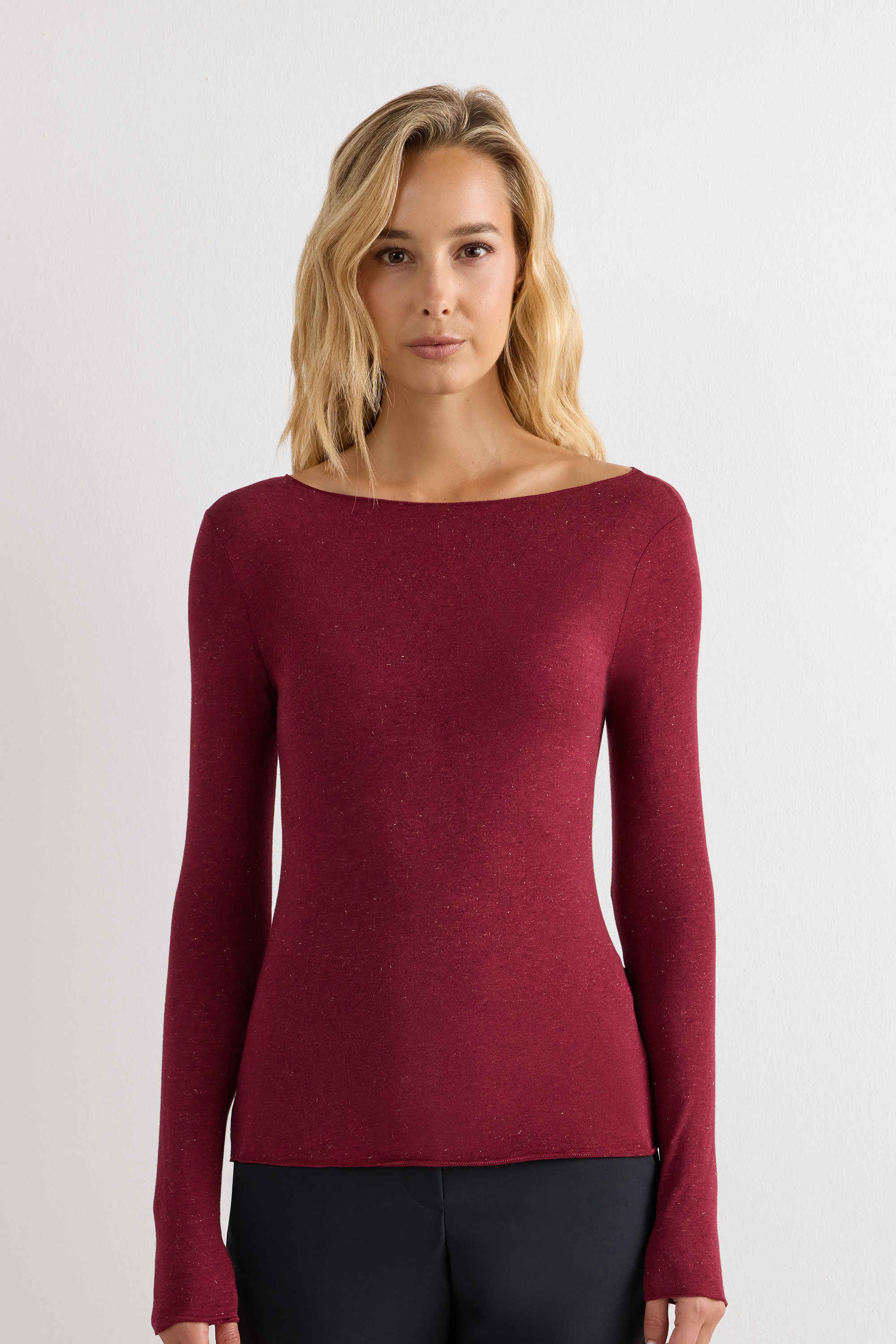 Light Modal with Lamé Cashmere Round-Neck Top | Intimissimi