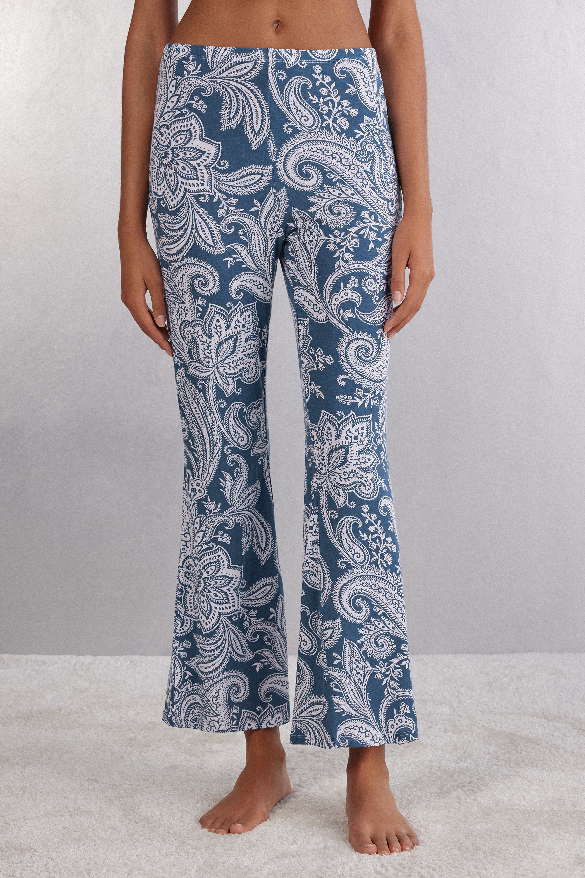 Lange Hose aus Bambus-Viskose Flower Paisley | Intimissimi CH