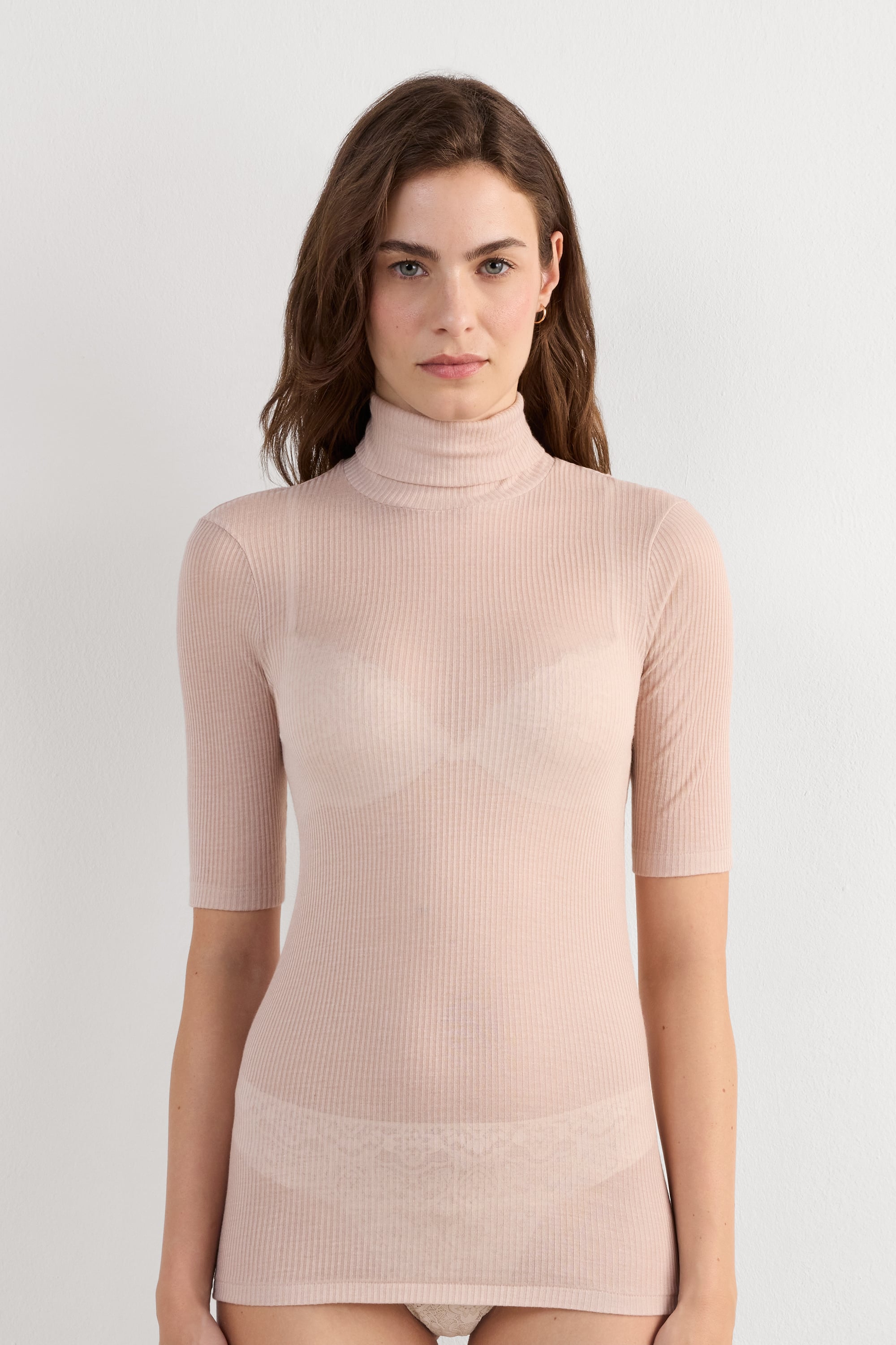 T Shirt Mit Hohem Kragen Damen