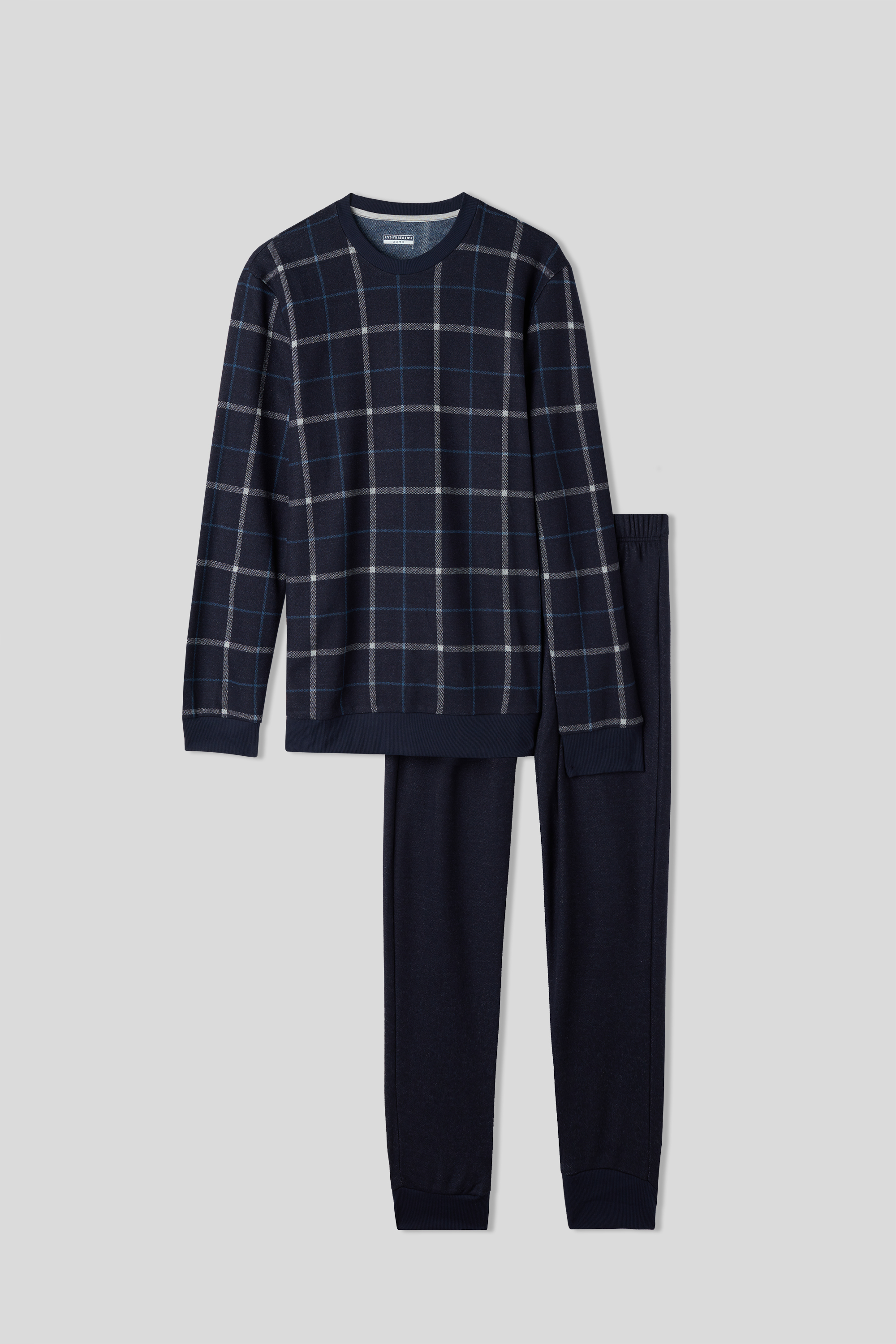 Blue Check Full-Length Knit Pyjamas | Intimissimi