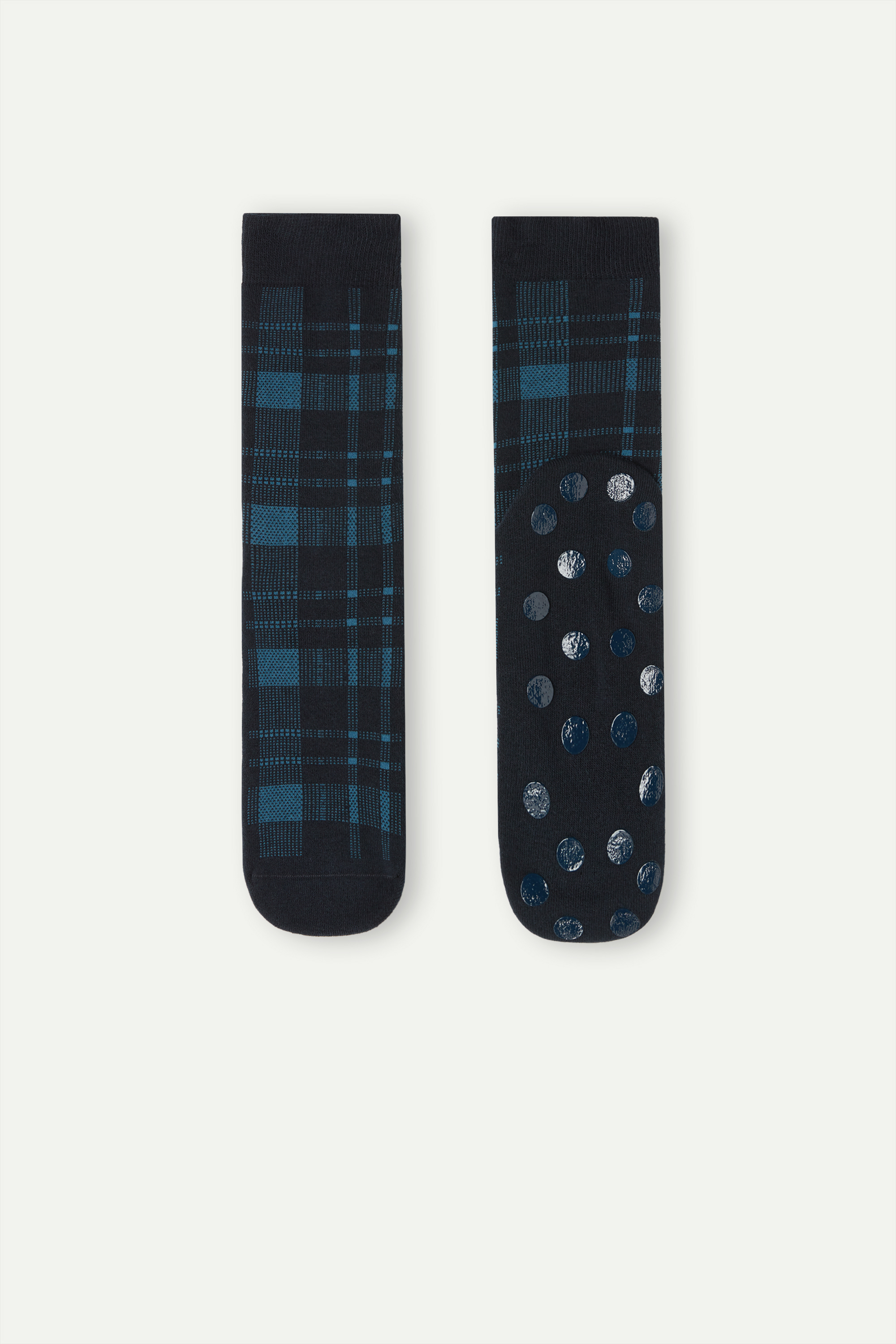 Avio Blue Check Non-slip Socks | Intimissimi