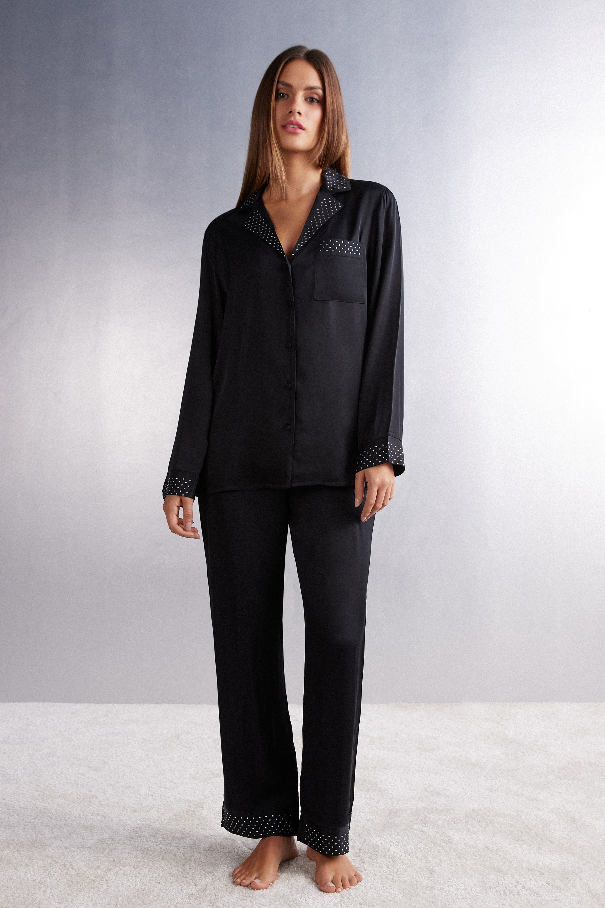Sparkling Night Full-length Viscose Satin Pyjamas | Intimissimi