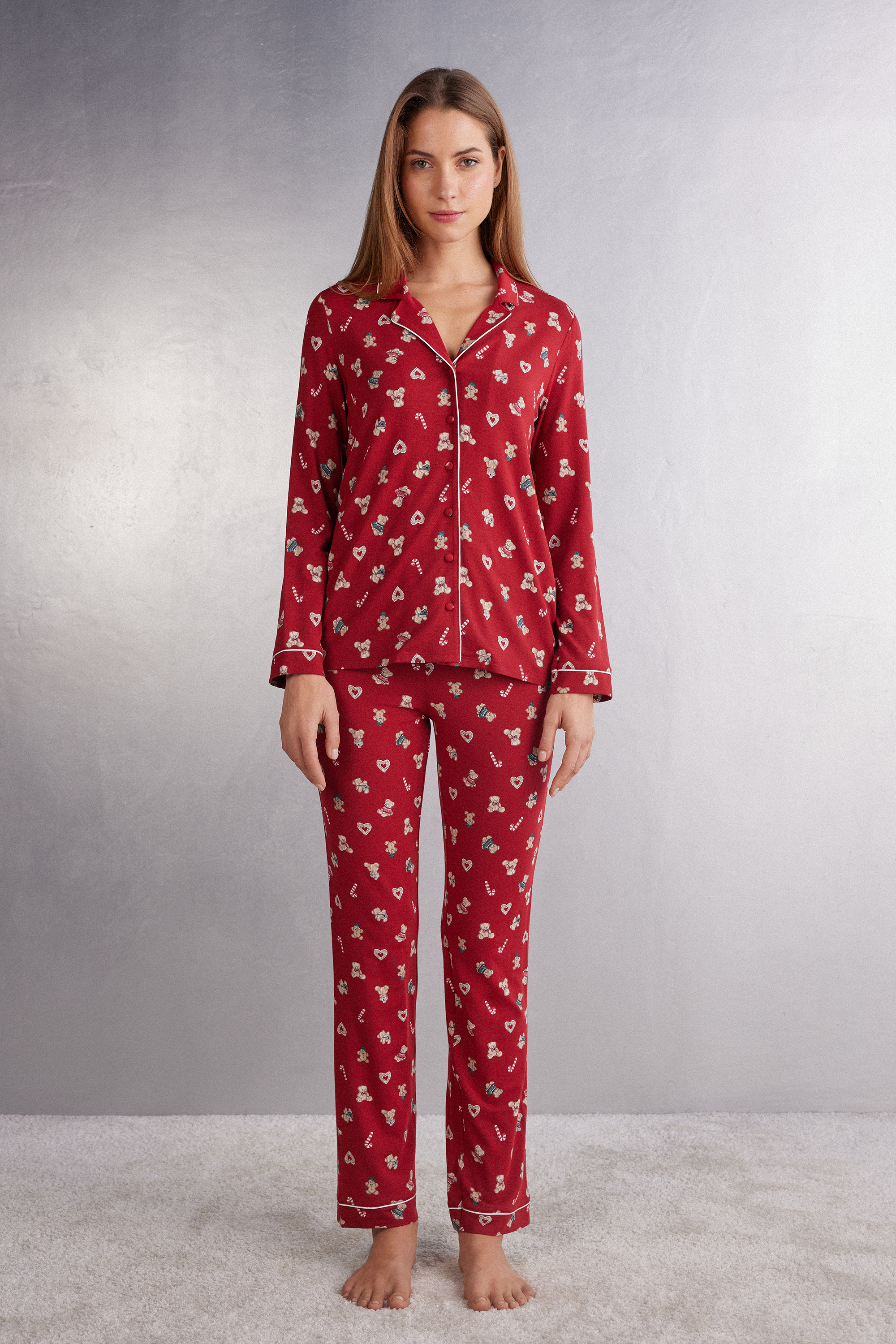 Teddy Christmas Modal Full Length Pajamas | Intimissimi